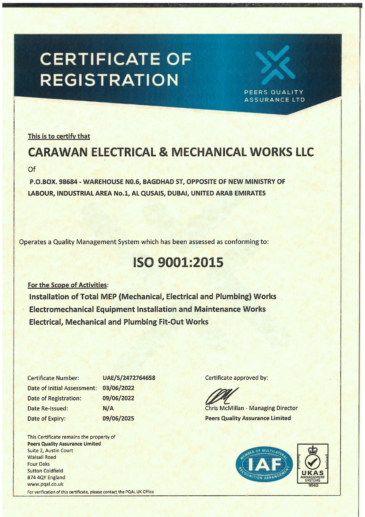 HSE – Carawan Electrical & Mechanical Works LLC